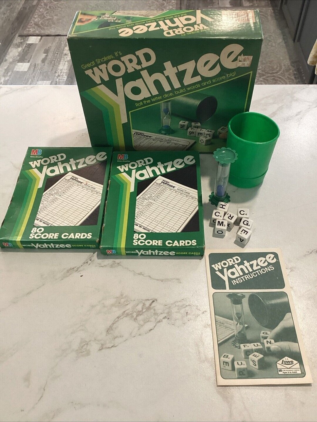 Vintage 1982 Word Yahtzee Game by Milton Bradley W/ 2 New Score Cards ...