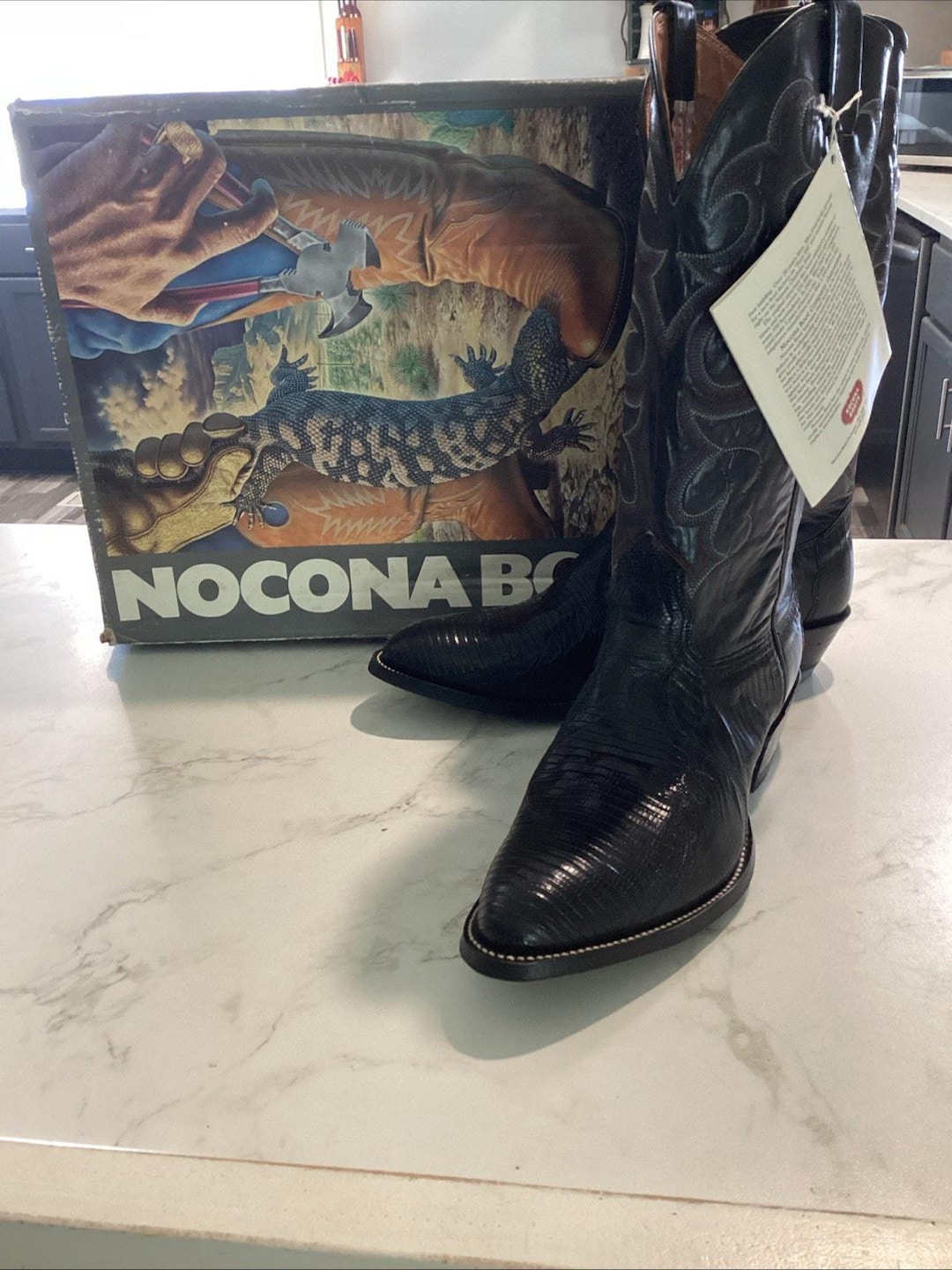Men’s Nocona Black Lizard Leather Boots US 9.5D New in Box - Etsy
