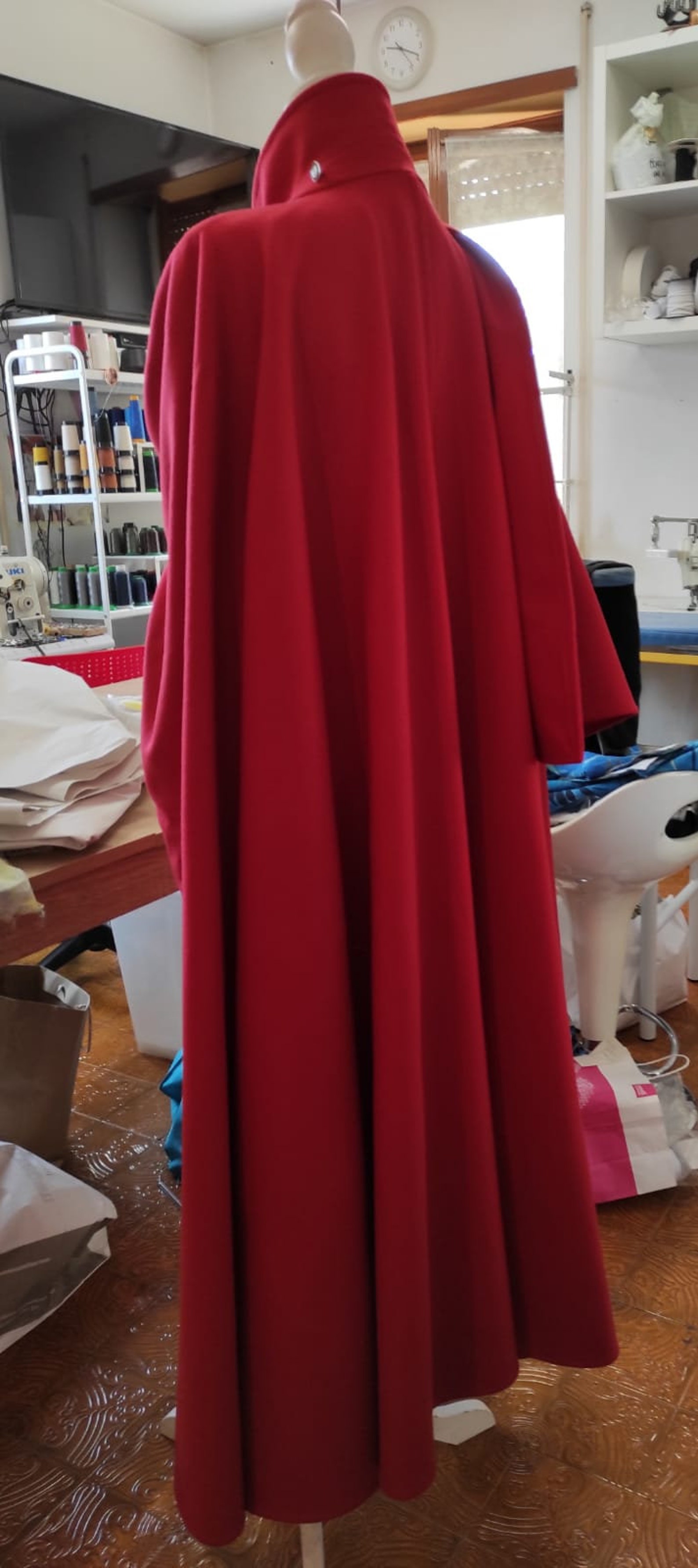 Tabarro Rosso Veneziano Lujoso en Pura Lana | Etsy