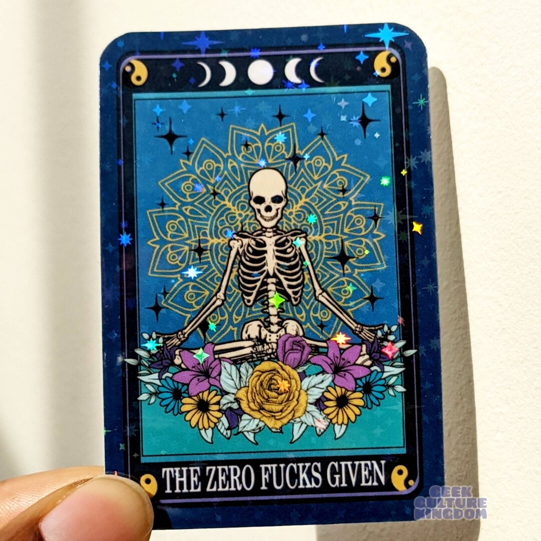 Zero Fcks Given Tarot Vinyl Sticker. Holographic Halloween Sticker. - Etsy