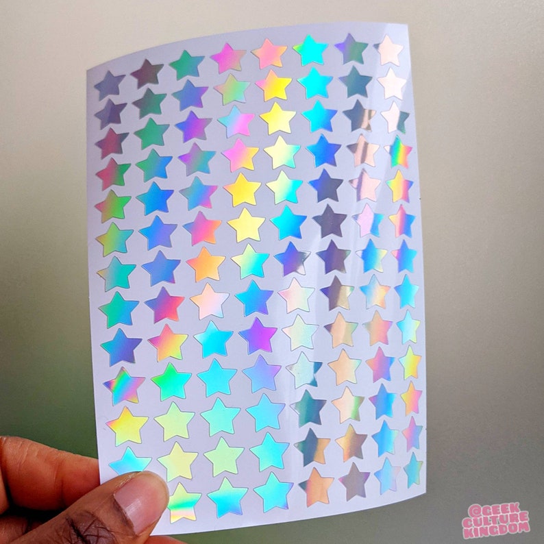 Holographic Silver Star Vinyl Sticker Sheet. Bullet Journal Stickers ...