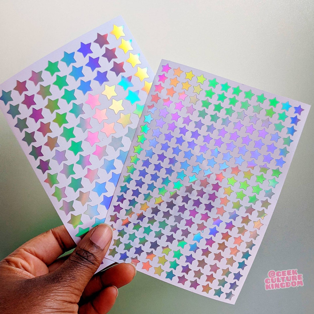 Holographic Silver Star Vinyl Sticker Sheet. Bullet Journal Stickers ...