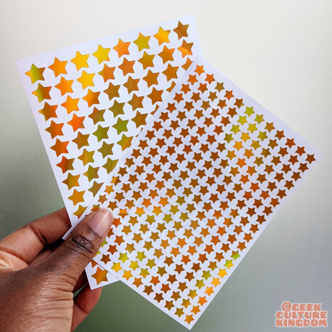 Holographic Gold Vinyl Sticker Sheet. Stars Bullet Journal Stickers. - Etsy