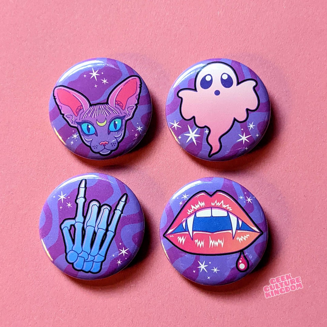 Halloween Badge Set. Spooky Button Badge Pack. - Etsy