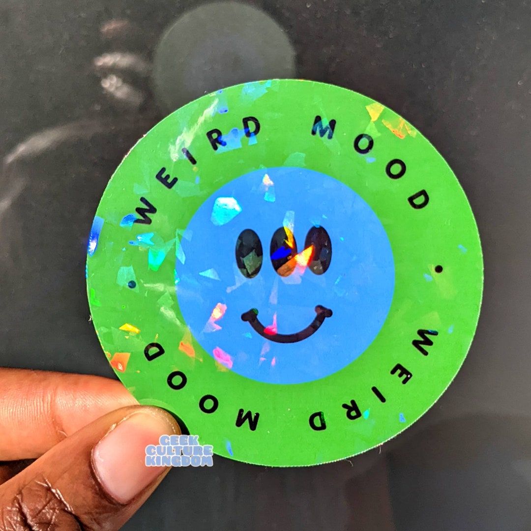 Weird Mood Smiley Alien Sticker. Holographic Glitter Stickers. - Etsy