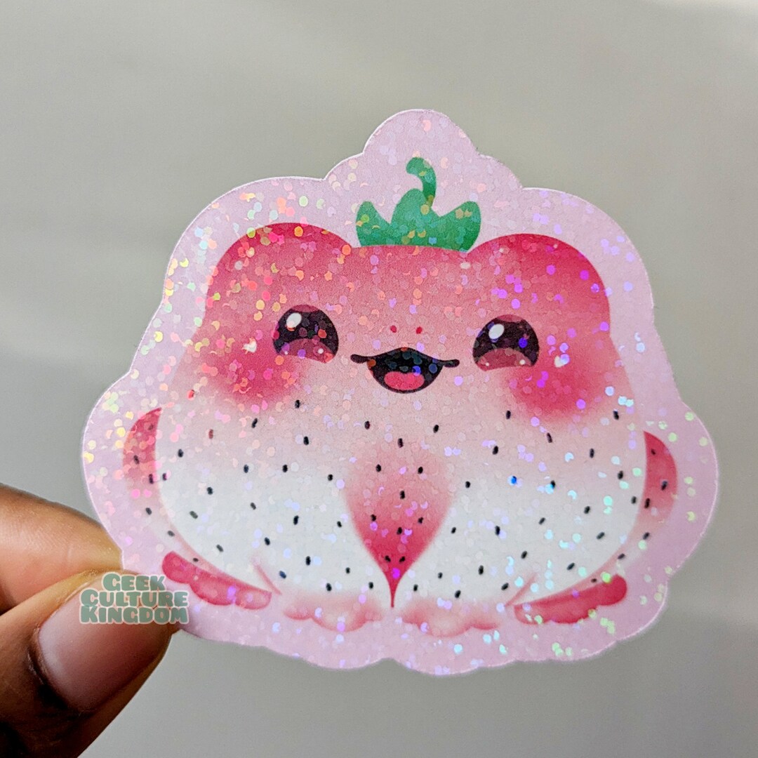 Dragon Fruit Frog Holographic Vinyl Sticker - Etsy