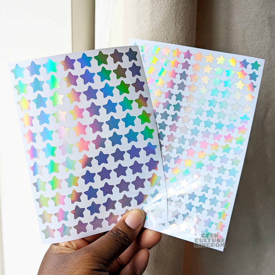 Holographic ROUNDED Silver Star Vinyl Sticker Sheet. Bullet Journal ...