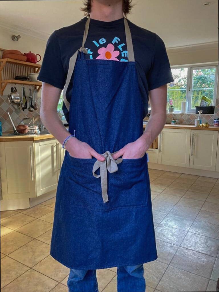 BARA Denim Apron With Adjustable Neck Strap,apron ,unisex Apron, Lined ...