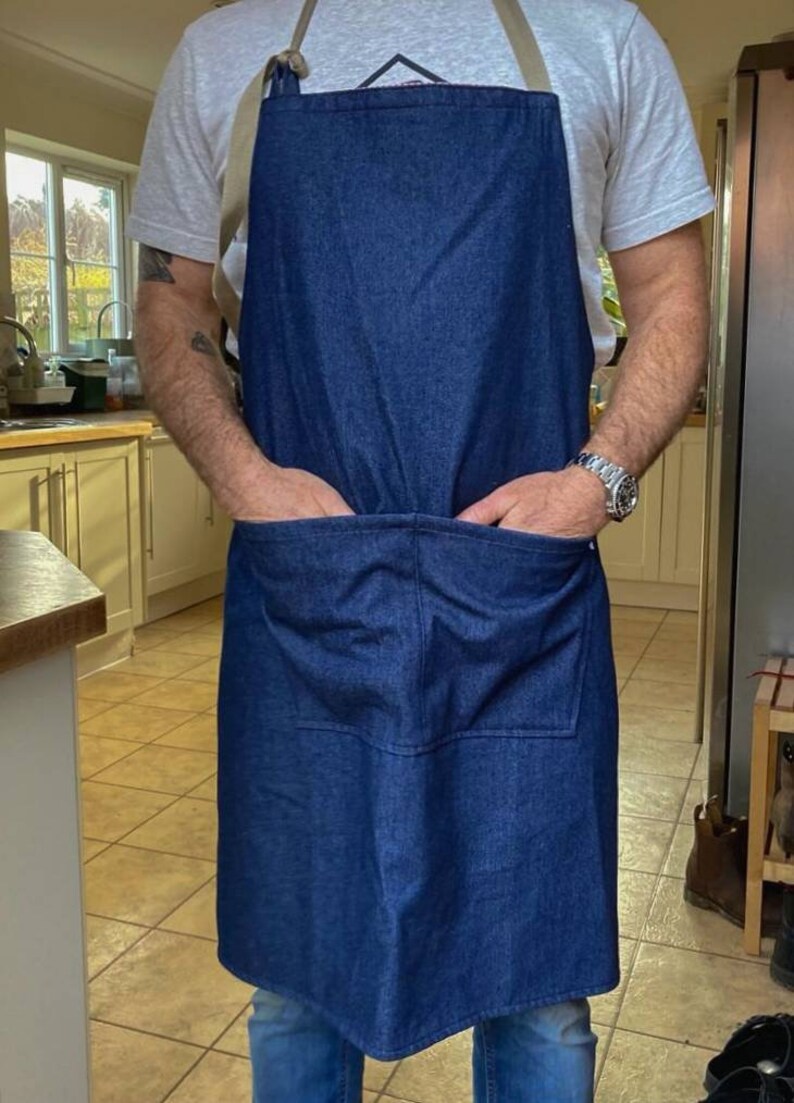 BARA Denim Apron With Adjustable Neck Strap,apron ,unisex Apron, Lined ...