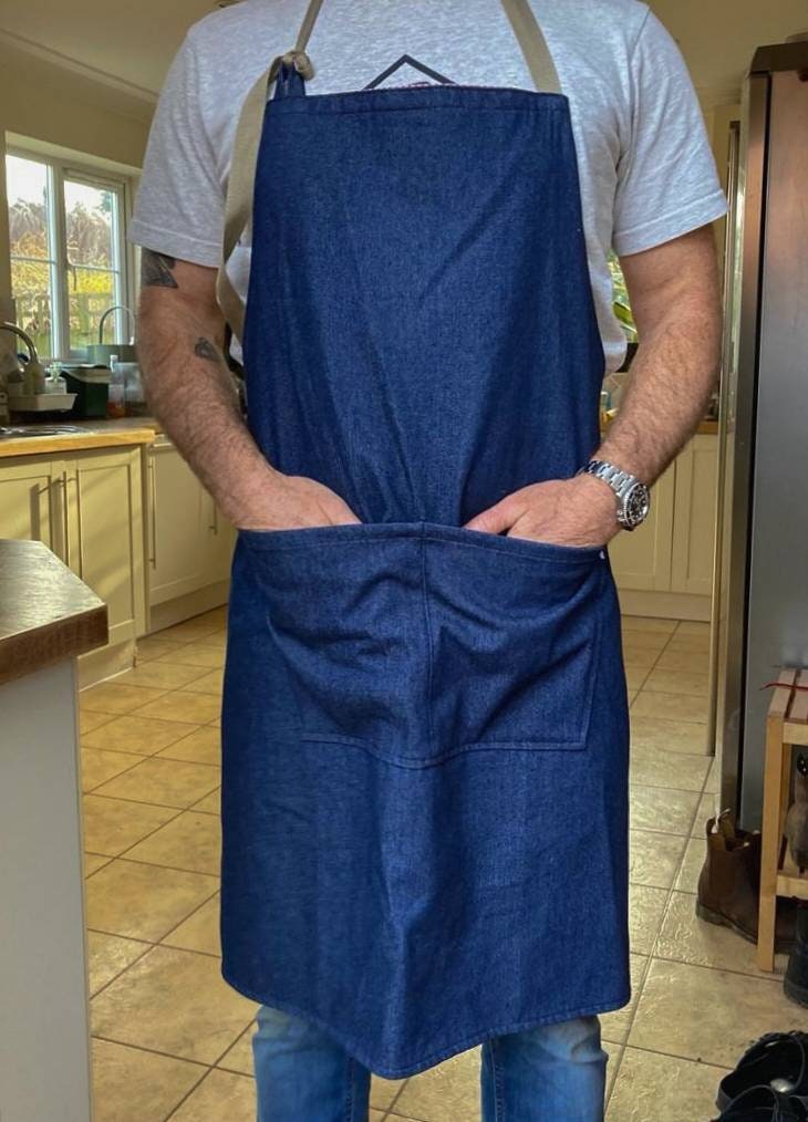 BARA Denim Apron With Adjustable Neck Strap,apron ,unisex Apron, Lined ...
