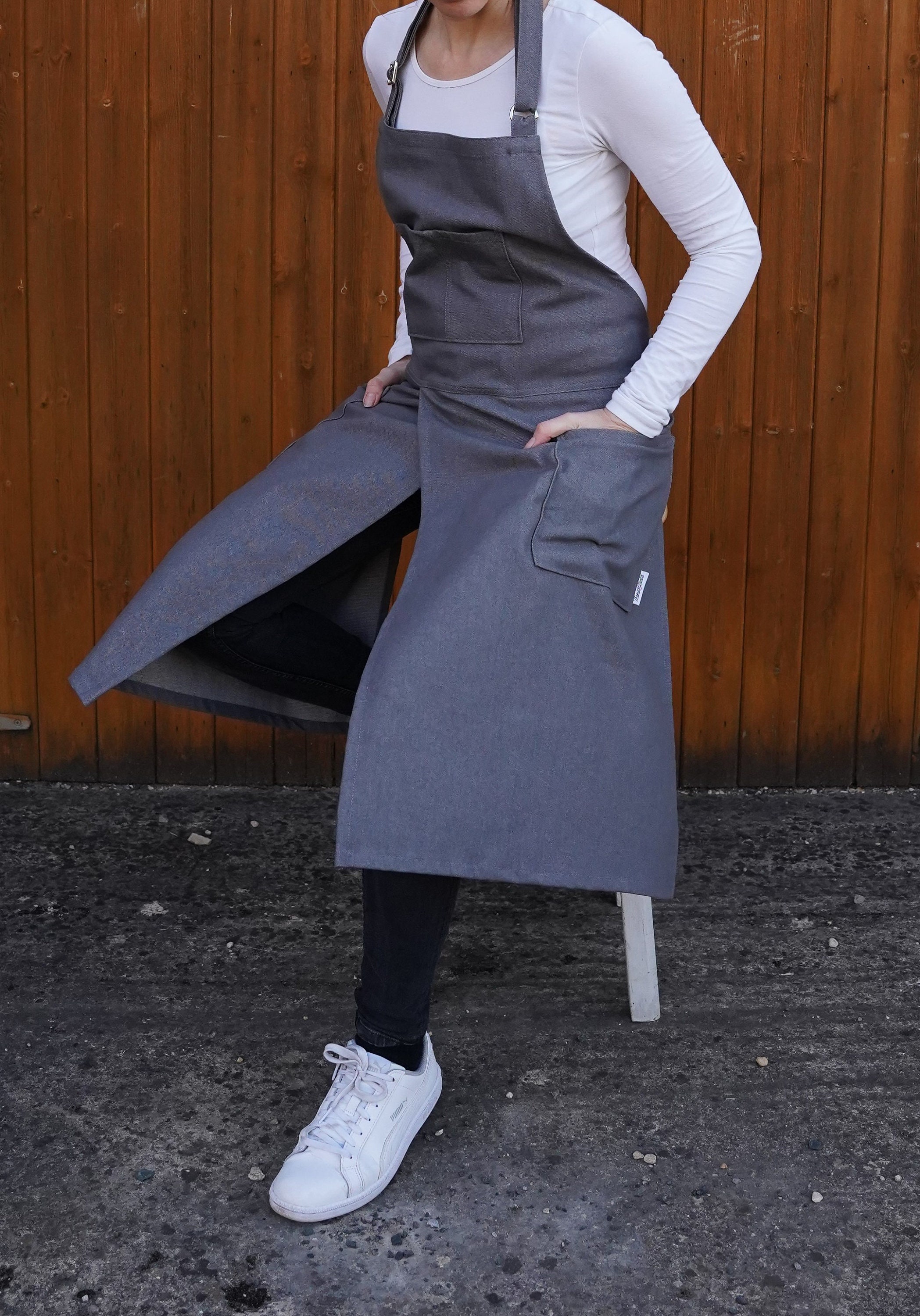 Pottery Denim Apron, Pottery Apron With Split Leg, With Adjustable Neck ...