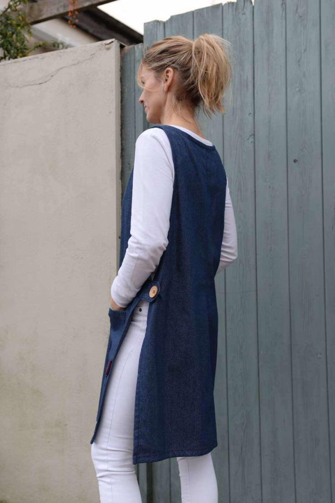 Handmade Denim Pinafore Apron Dress: KIKU Tunic With Pockets - Etsy