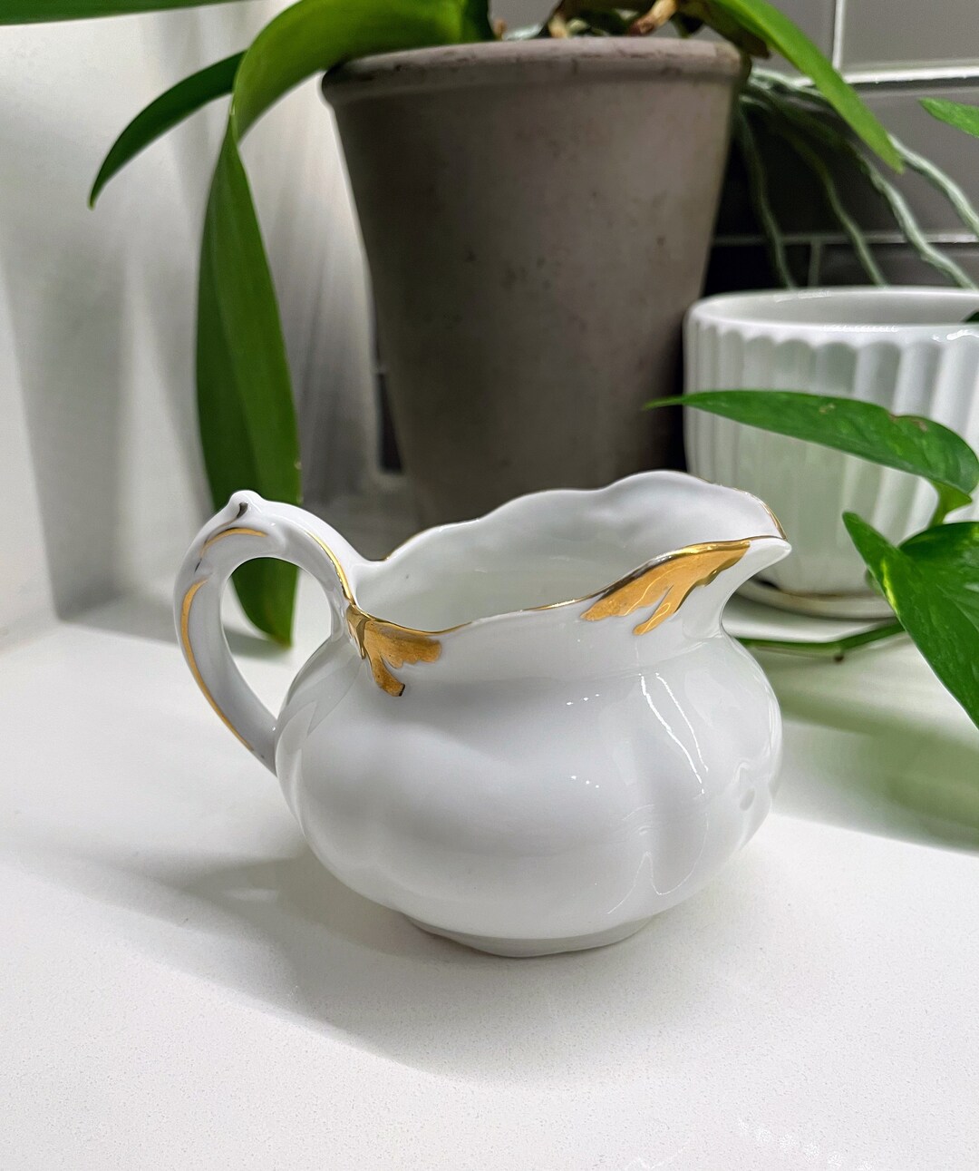 VINTAGE White and Gold Weimar Germany Signed Mini Pitcher Creamer - Etsy