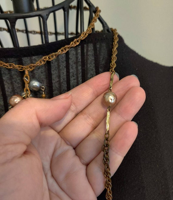 Flapper 1920s Faux Cluster Pearl and Goldtone Twisted… - Gem