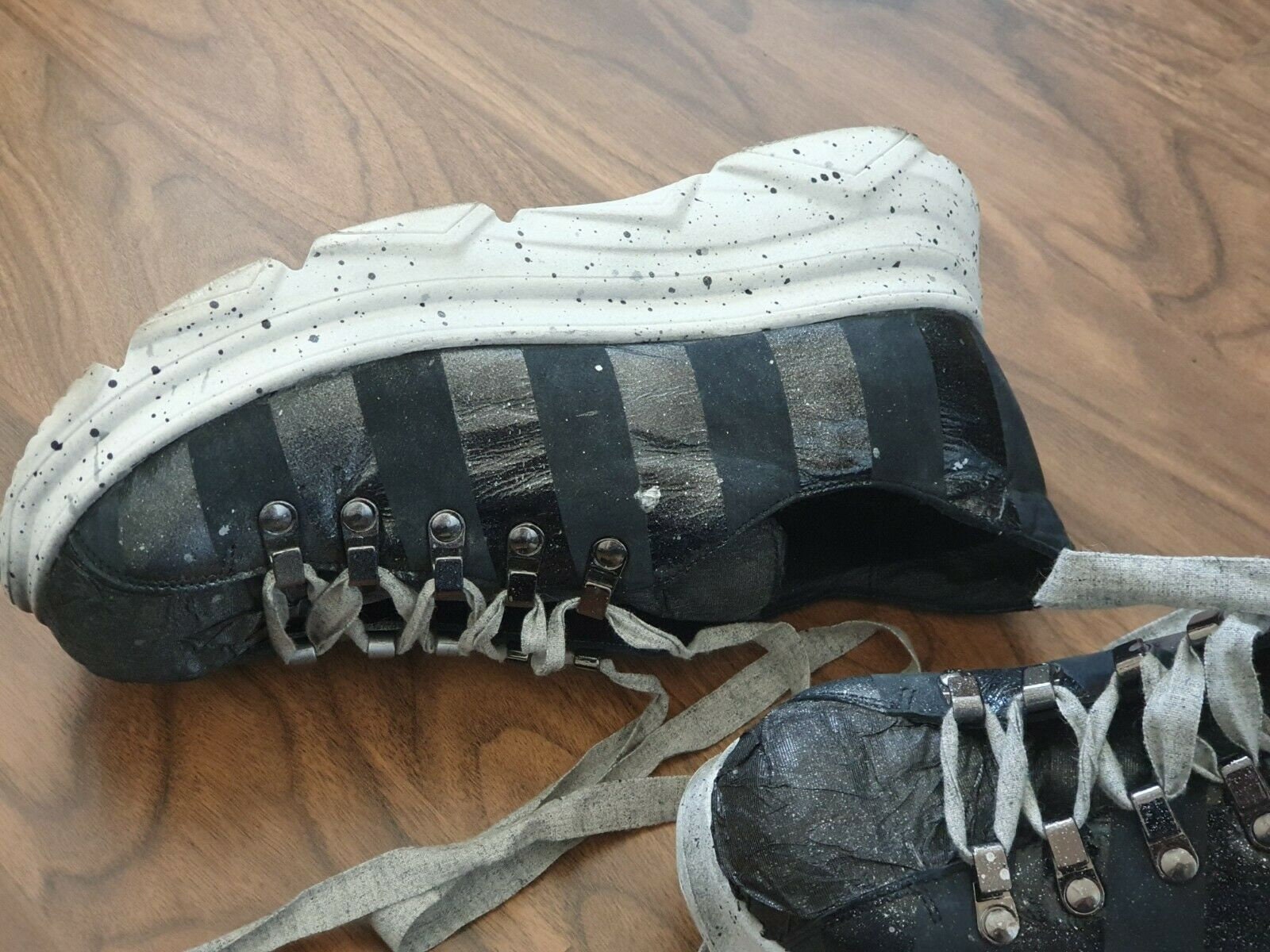 PAPUCEI Leather Shoes Designer Sneakers Black White Women - Etsy