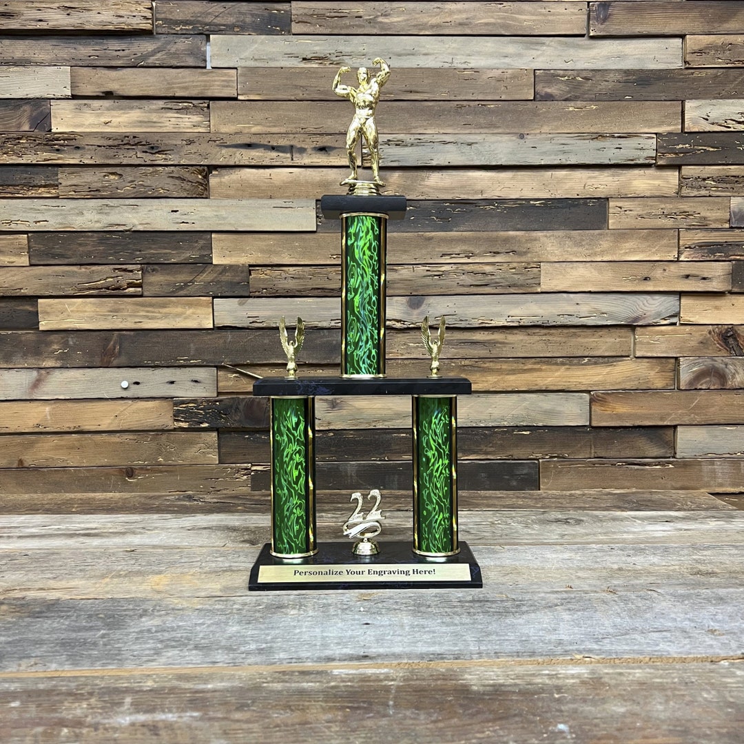 Muscle Man 2 Column Trophy Body Builder Award | Custom Gym Trophy ...