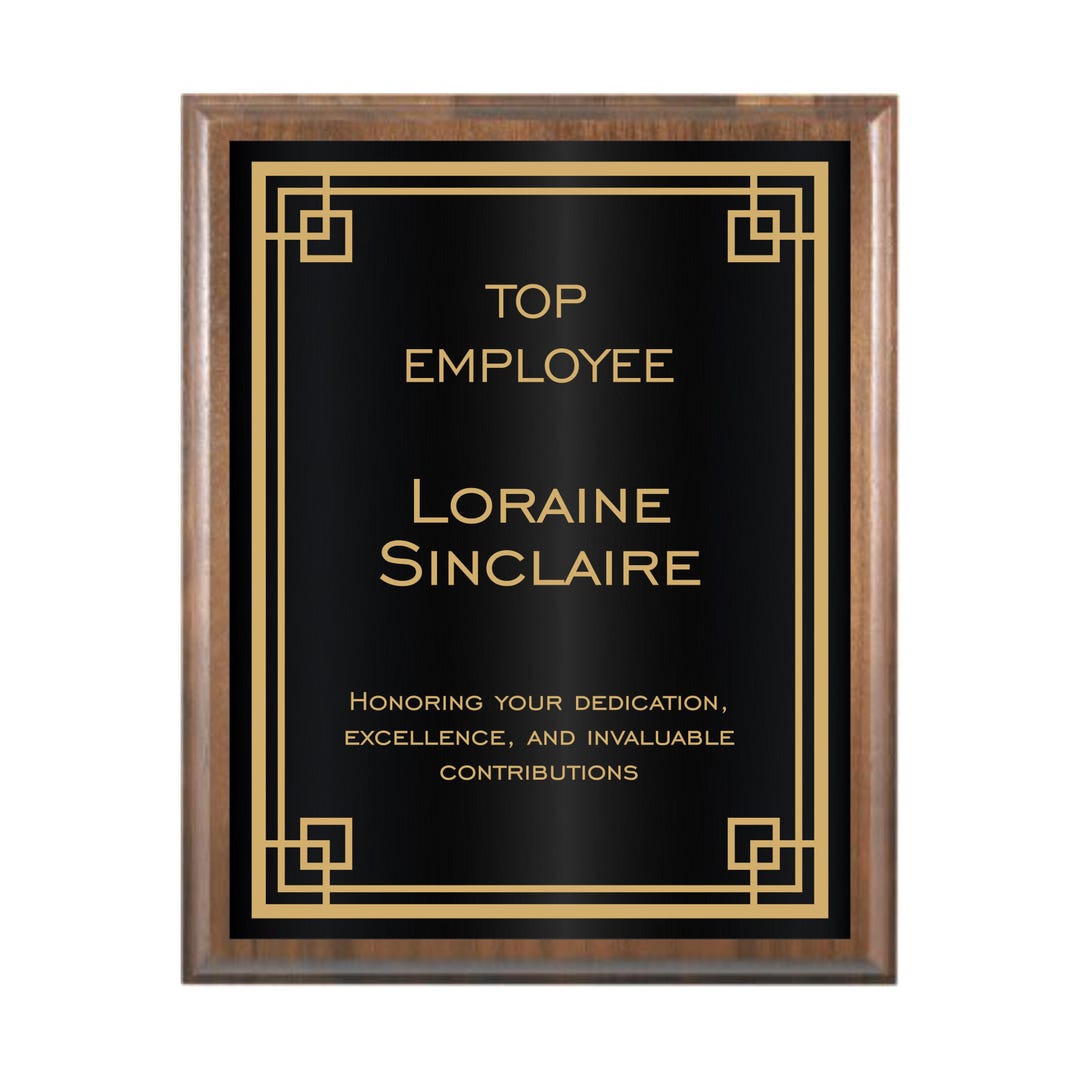 Engraved Border Plaque With Black/gold Plate on Walnut Board | Plaque ...