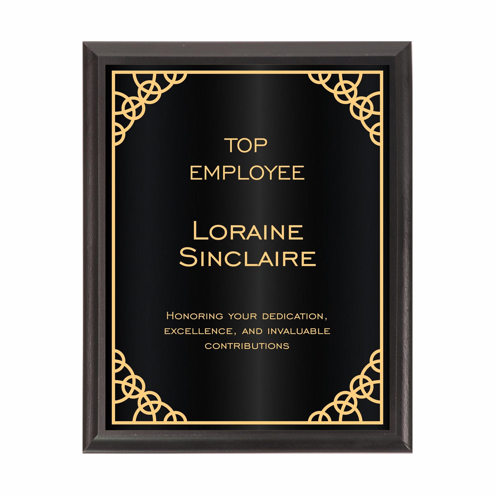 Engraved Border Plaque With Black/gold Plate on Black Board | Plaque ...