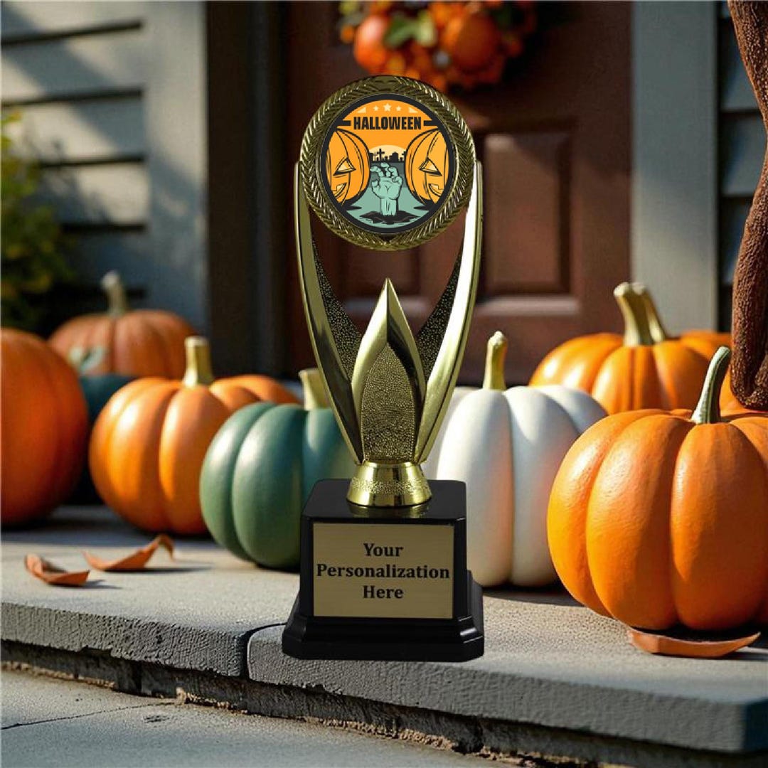 Zombie Hand & Pumpkins Halloween Trophy: Spooky Victory Award - Etsy