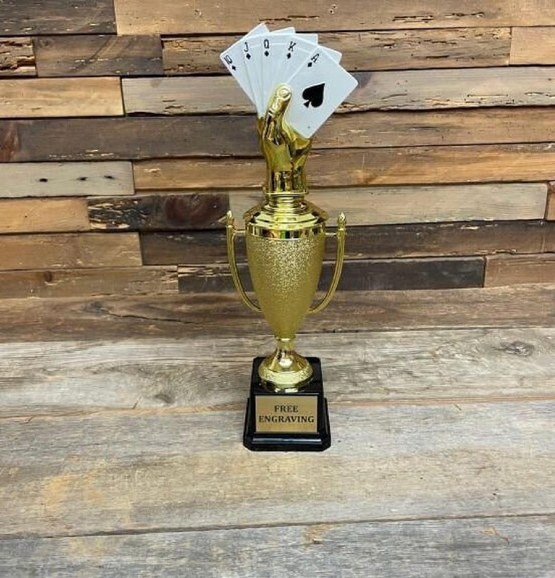 Poker Hand Cup Trophy | Personalized Card Game Award | Casino Night ...