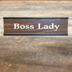 Boss Lady | Custom Engraved Desk Sign | Name Plate Funny Boss Gag Gift ...
