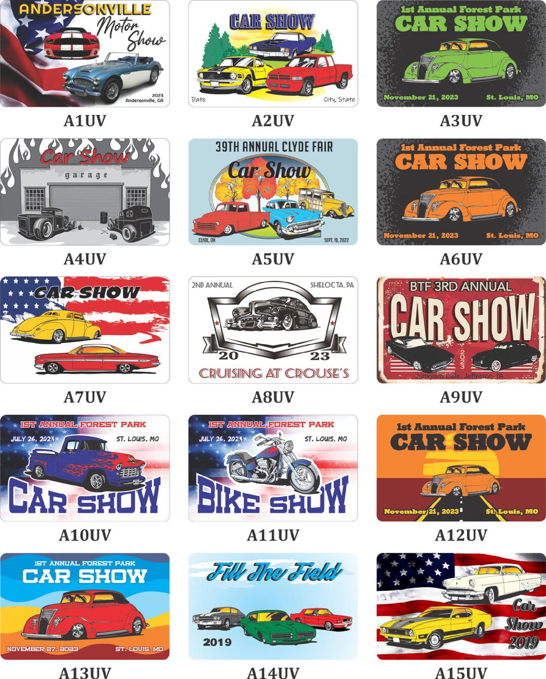 Sold per Pack | Full Color PVC Car Dash Plaque | Custom Car Show Name ...