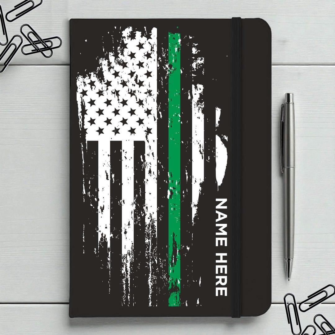 Patriotic Notebook American Flag Green Stripe for Park Rangers ...