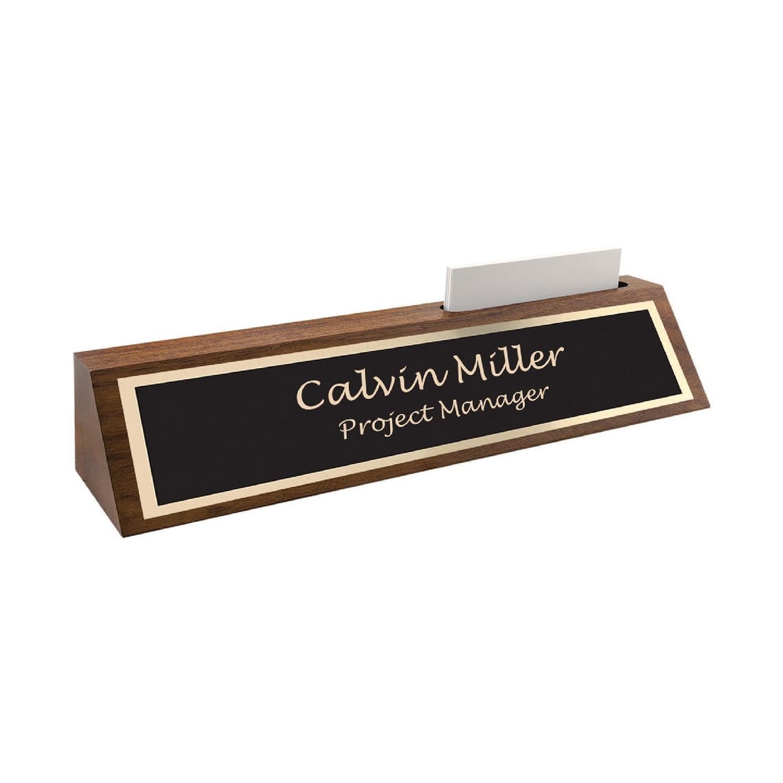 Personalized Walnut Desk Wedge With Business Card Holder - Etsy