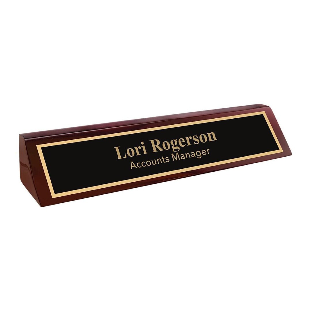Personalized Rosewood Desk Wedge: Executive Office Name Plate ...