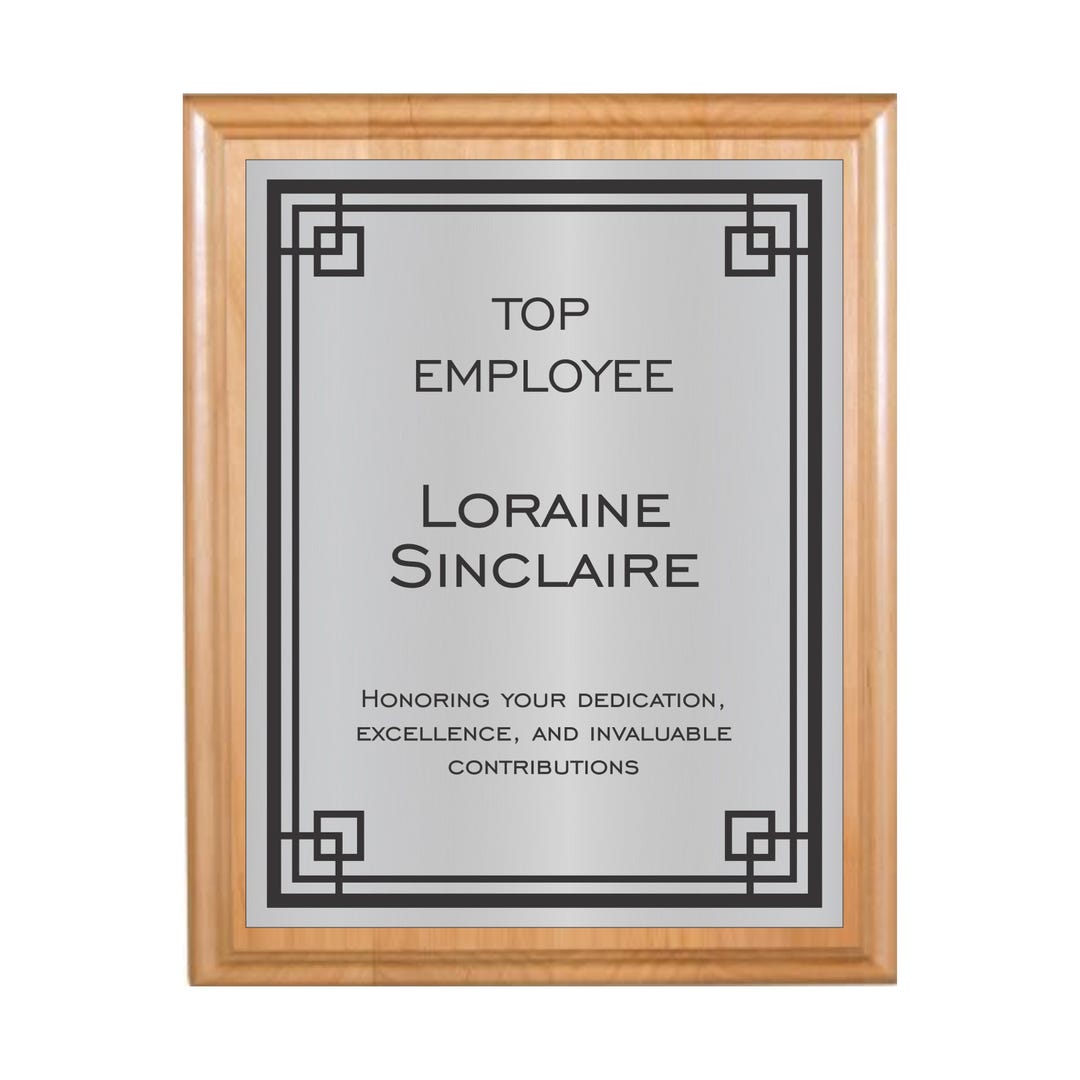 Engraved Border Plaque With Silver/black Plate on Red Alder Board ...