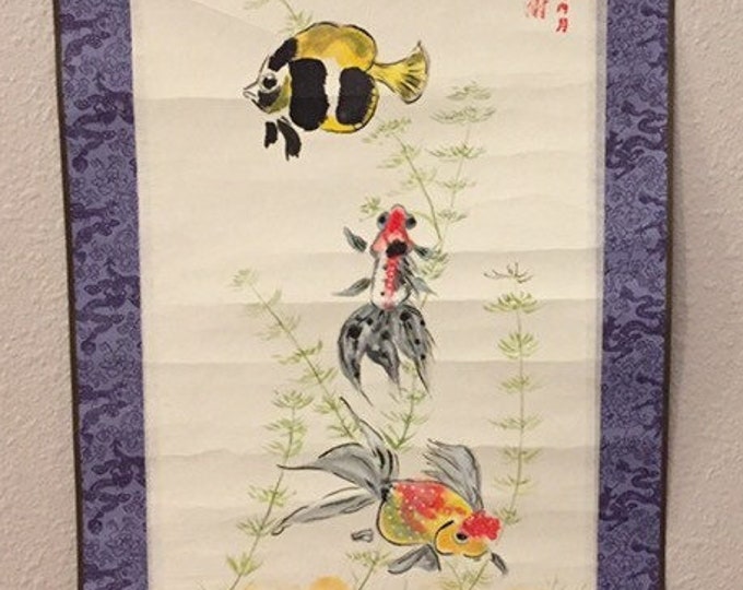 Chinese Brush Painting Scroll Art Tropical Fish - Etsy
