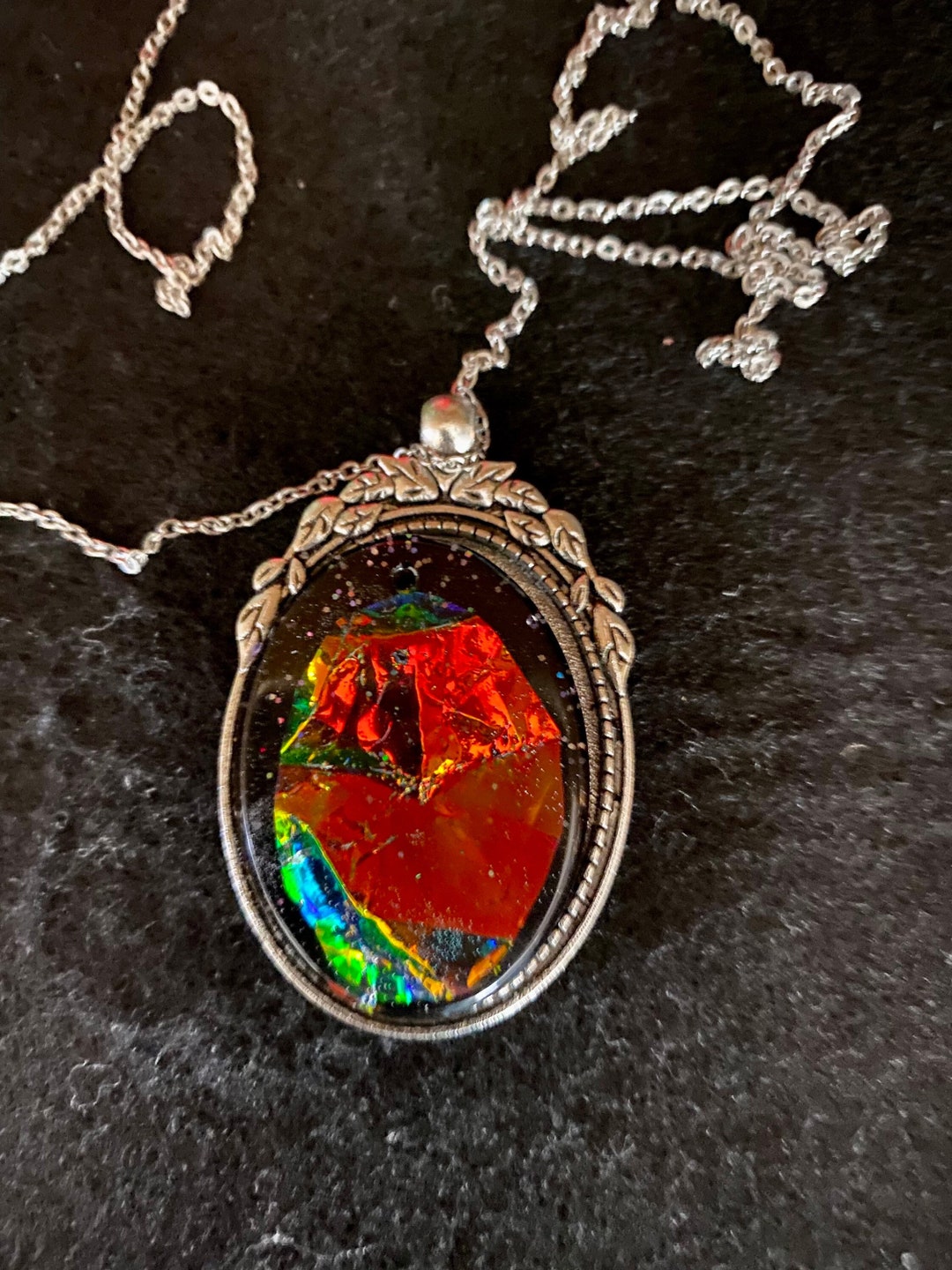 Iridescent Resin Pendant - Etsy