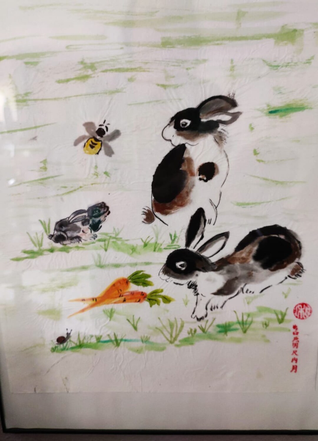 Chinese Brush Painting Hand Painted RABBITS - Etsy New Zealand