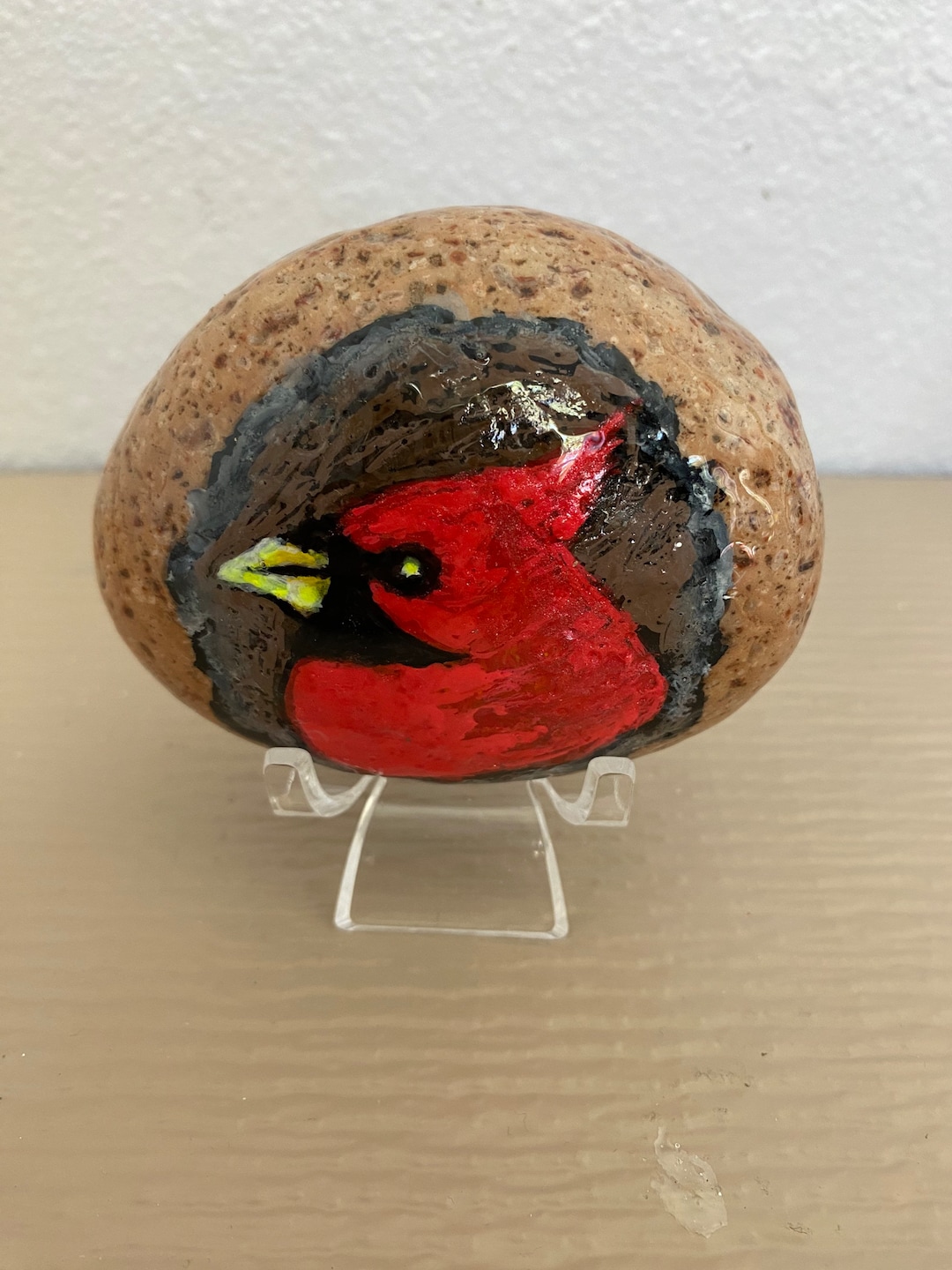 Cardinal Hand Painted ROCK ~ STONE ART - Etsy
