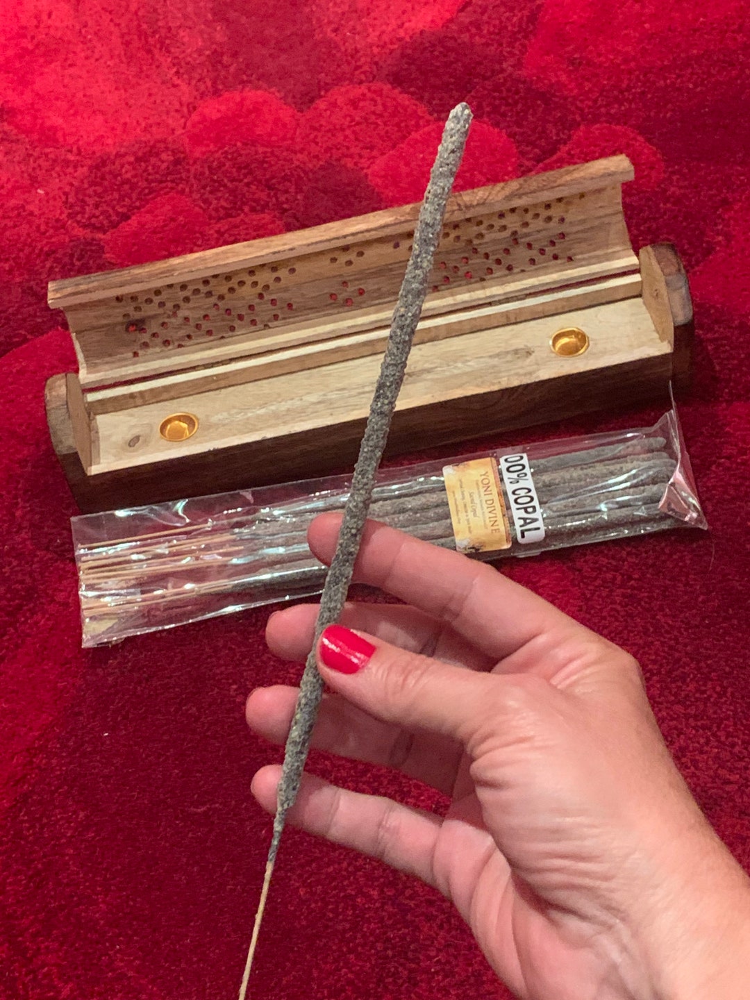 Sacred Copal Incense Handmade Teak Burner Spiritual Cleansing ...