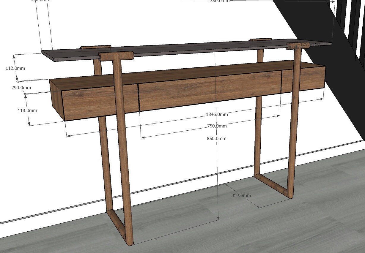 Walnut Console Side Table Hallway | Etsy UK