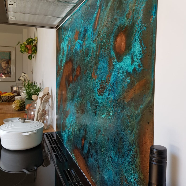 Copper Splashback Weathered Patina backsplash | Etsy