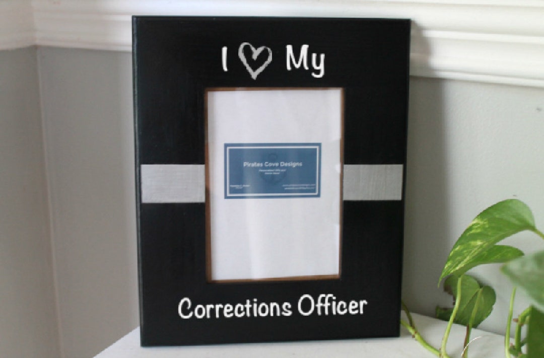 Corrections Officer Gift, Thin Silver Line Frame, Personalized ...