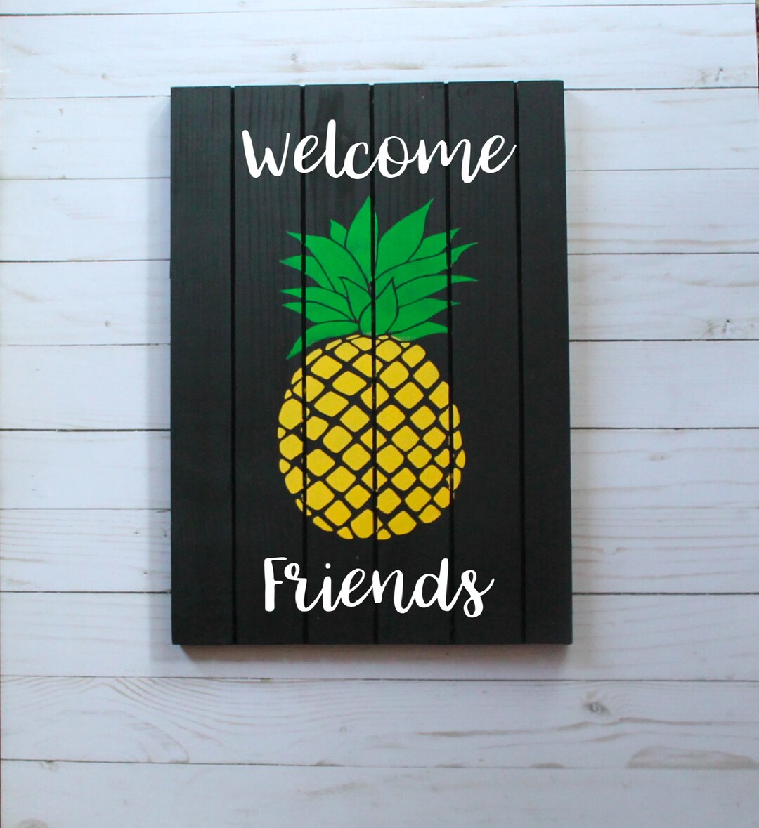 Welcome Wood Pineapple Sign, Personalized Wood Sign, Pineapple Sign ...