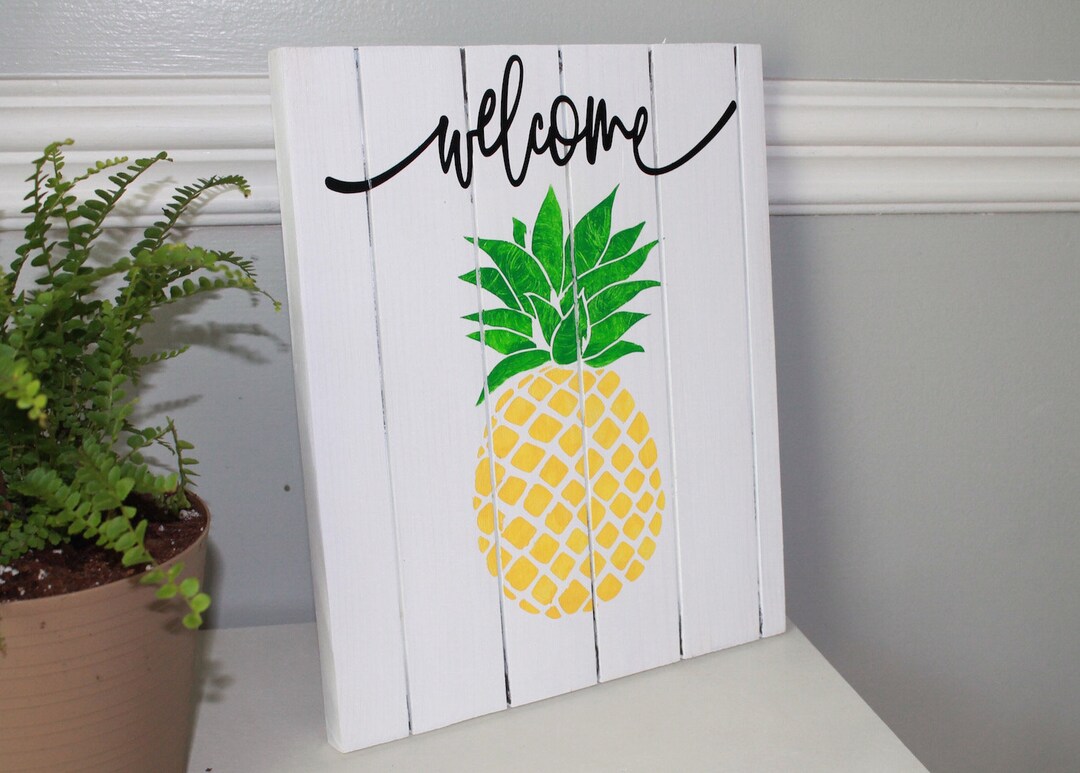 Pineapple Welcome Sign, Personalized Welcome Sign, Pineapple Decor ...