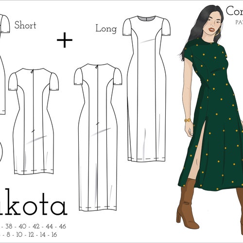 Princess Seam Long Dress PDF Sewing Pattern Sizes 4-16 EU - Etsy