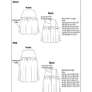 Gathered Skirt With Yoke PDF Sewing Pattern | Sizes 4-16 (EU 34-46) | Two Length Options ...