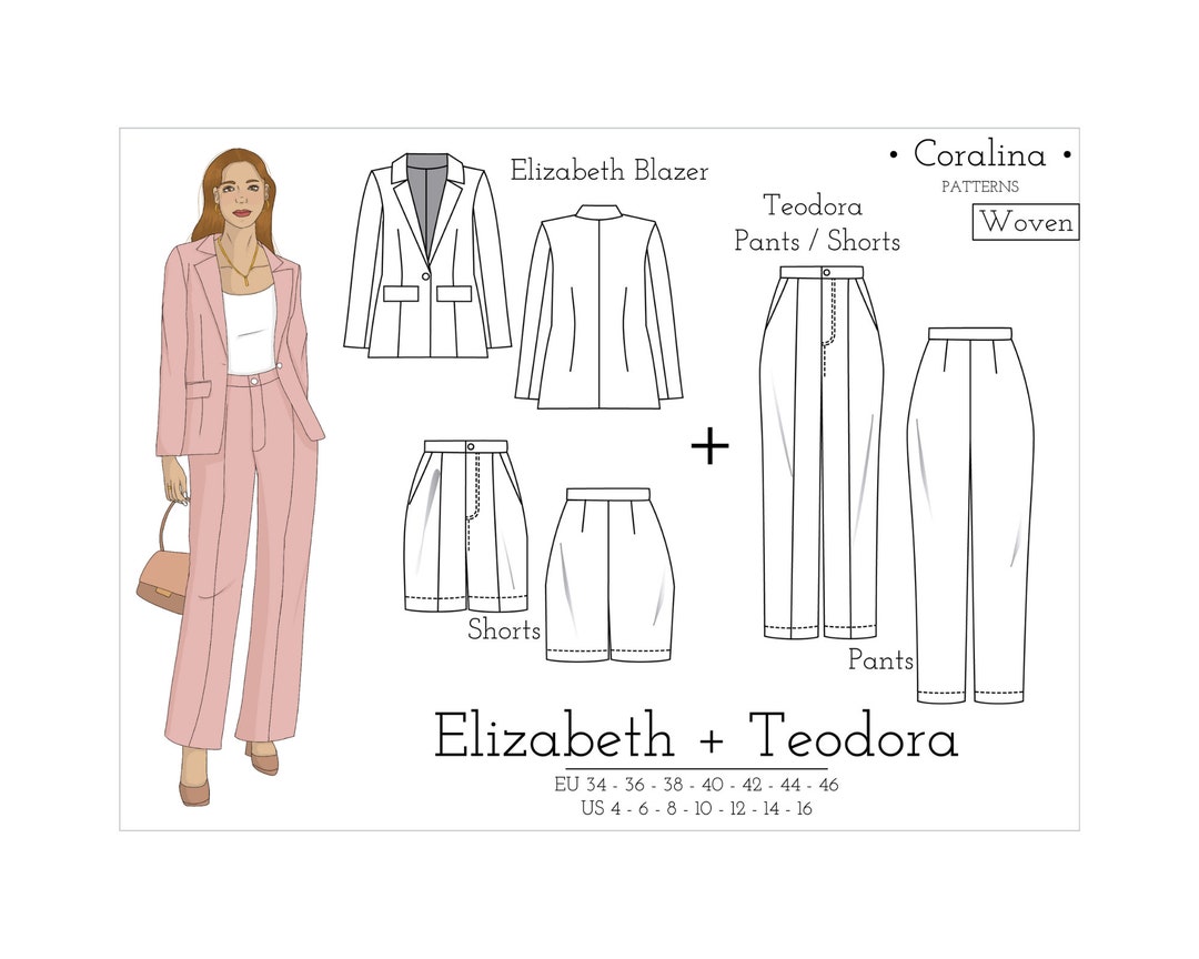 Simple Blazer + Dress Pants PDF Sewing Patterns | Pattern Bundle ...