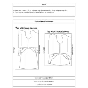 Gathered Neck Blouse PDF Sewing Pattern | Sizes 4-16 (EU 34-46 ...