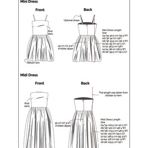 Strapless Balloon Dress PDF Sewing Pattern | Sizes 4-16 (EU 34-46 ...