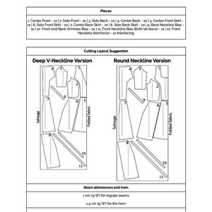 V-neck Mini Dress Sewing Pattern | Round Neckline Gown | Sizes 4-16 (EU ...