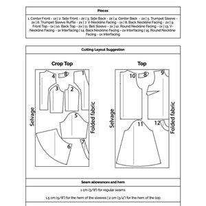 Trumpet Sleeve Top PDF Sewing Pattern | Bell Sleeve Blouse | Sizes 4-16 ...