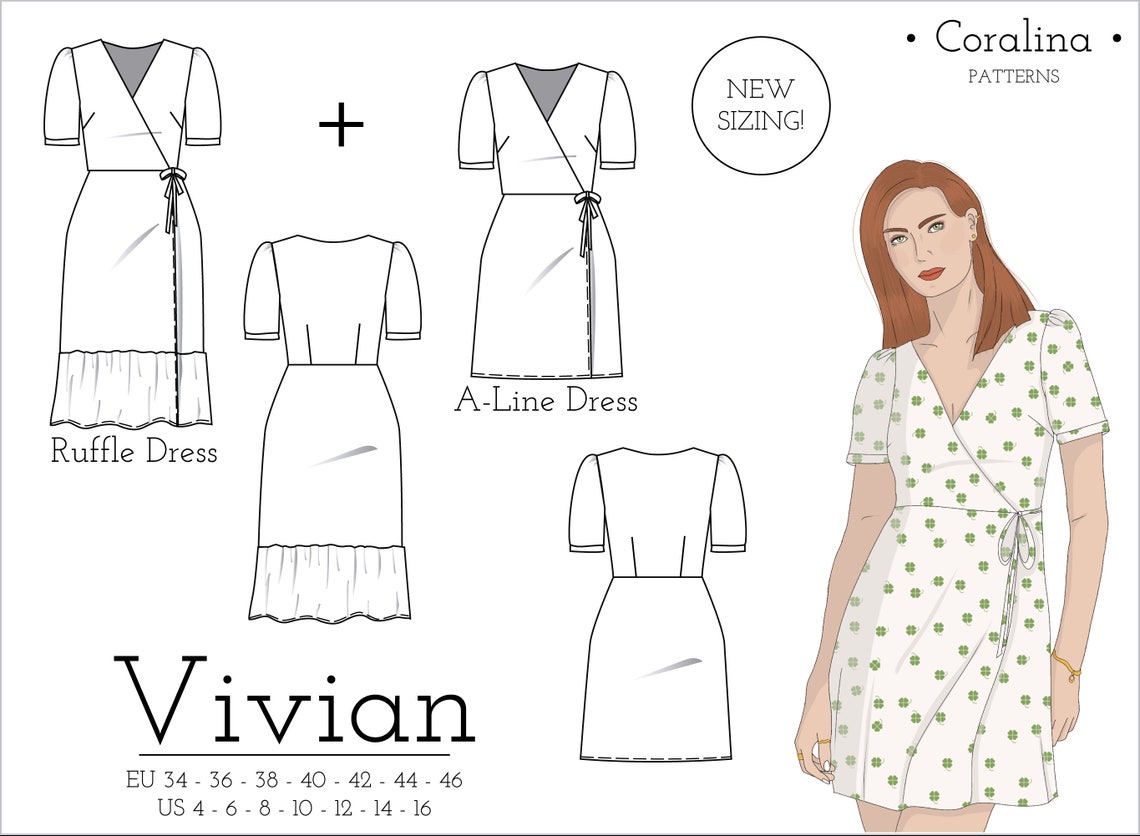 Wrap Dress PDF Sewing Pattern Ruffle Wrap Dress Pattern - Etsy
