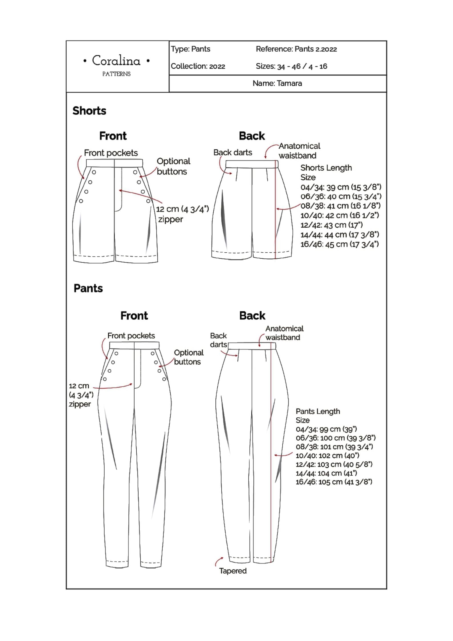 Tapered Dress Pants Sewing Pattern | Women's Trousers With Pockets ...