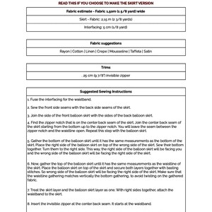 Balloon Skirt PDF Sewing Pattern Bubble Hem Skirt Pattern Sizes 4-16 EU ...